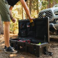 China 116L Low Profile Hard Plastic Rotomolding Tool Box Storage Case with Roof Luggage Rack Customizable ODM Cargo Housing for sale