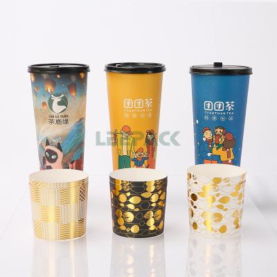 China 32oz super big single wall hot paper cup disposable milk tea paper cups can be made into blind boxes for sale