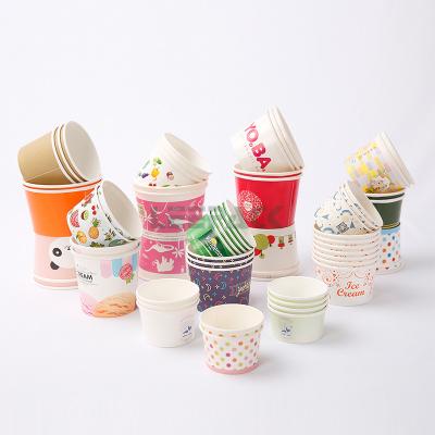 China Double PE coating Ice cream container customized disposable 4oz 8oz 10oz 12oz paper bowl ice cream cup with lids for sale