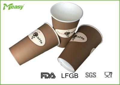 China 16OZ Dark Brown personalized paper coffee cups Logo Flexo Graphic Printing for sale