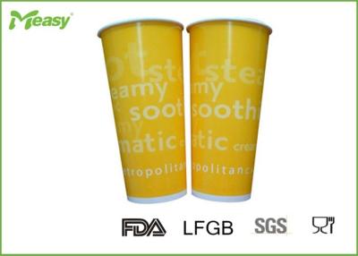 China Yellow Orange Color Printed Cold Drink insulated paper cups Shining And Beautiful for sale