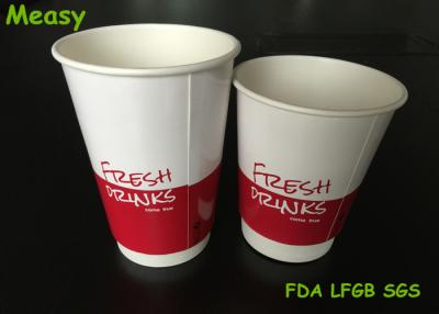 China Red And White personalized paper cups , double wall disposable coffee cups for sale