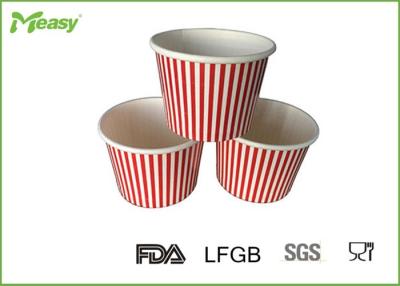 China 150ml Red Stripe Ice Cream Paper Cups For Children Party , SGS LFGB certification for sale