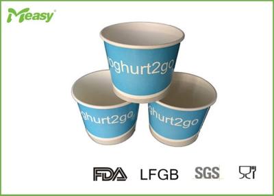 China Blue Yogurt Disposable Paper Bowl With Double Poly Coated Virgin Paper , Multiple Color for sale