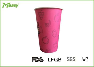 China 16 Oz Pink Color Single Wall Paper Cups , Strong Disposable Coffee Cups Thick Paper for sale