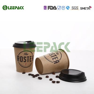 China 10 oz Eco Friendly  Custom Disposable Kraft Coffee Paper Cups fully HD Printing Wholesale hot drink paper cup with lids for sale