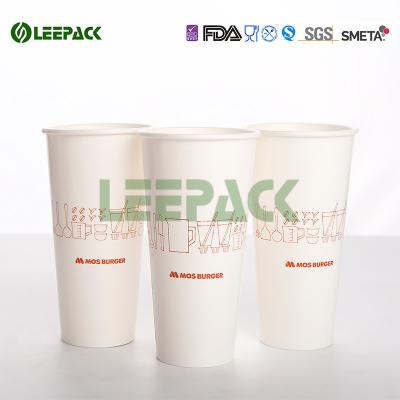 China 22 Oz Large Size Green Single Wall Paper Cups Disposable For Cold / Hot Drink for sale
