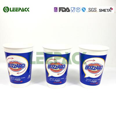 China Insulated Blue Drink 12 Oz Paper Cups For Fast Food Restaurant , Party for sale