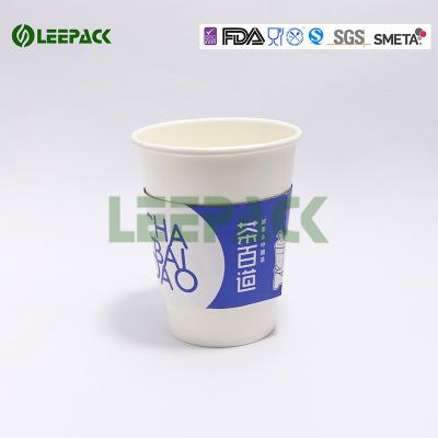 China 8oz To 20oz Single Wall Paper Cups , White Coffee Paper Cup With Lid And Sleeve for sale