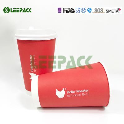 China Red Single Wall Disposable Paper Coffee Cups For Christmas Holiday Wholesale for sale