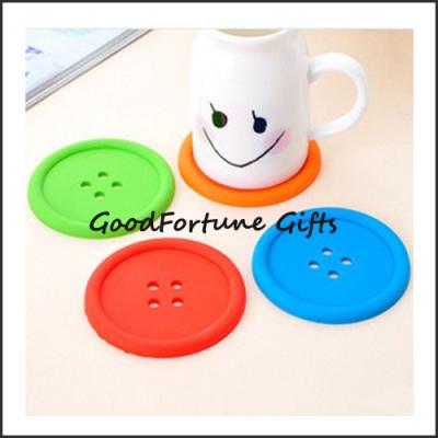 China Promotion soft pvc rubber coloured button shape coaster cup pads gift supplier for sale