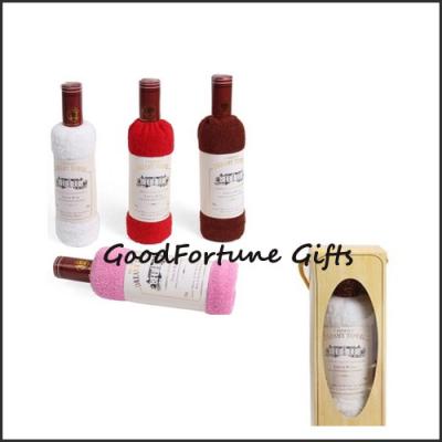 China promotional creative bottle design cotton towel wedding birthday festival gift for sale