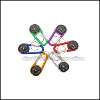 China Eco customed promotional printed logo mug carabiners keychain keyrings with compass for sale