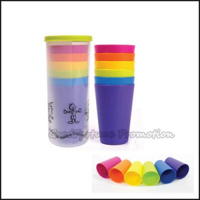 China customed logo promotion stacked 6pcs set Eco pp rainbow coffee water milk bottle mug cup for sale
