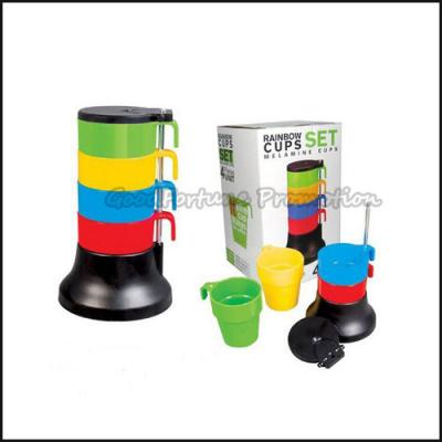 China customed logo promotion stacked 4pcs set Eco pp rainbowcoffee water milk bottle mug cup for sale