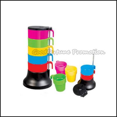 China customed logo promotion stacked 5pcs set Eco pp rainbow coffee water milk bottle mug cup for sale
