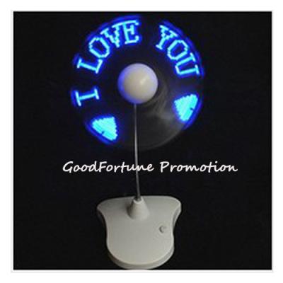 China Customed Cheap promotional fold message led flash desk mini fan printed logo gift for sale