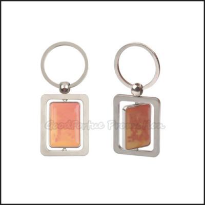 China Eco Zinc Alloy promotional logo advertising loop rotary silver keychain keyring gift for sale