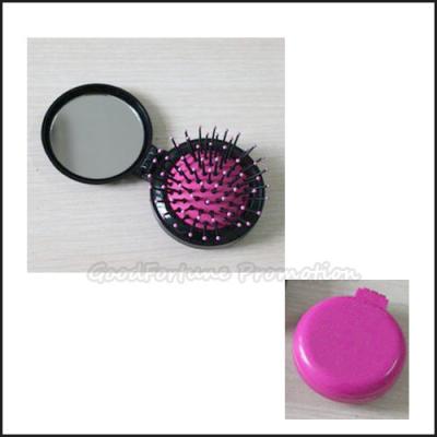China Hot Sale Promotional printed logo portable fold make up dress mirror with comb for sale