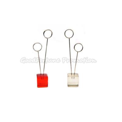China Promotional printed logo Advertising Eco resin business card holder stand clamp clip for sale
