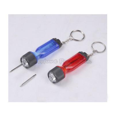 China Promotional printed logo led torch flashlight keychain keyrings with screwdriver gift for sale