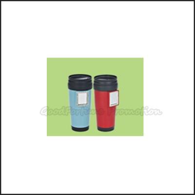 China Promotion Coloured printed logo two layer plastic tumbler mug water drink cup bottle gift for sale