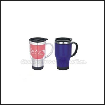 China Promotion Coloured printed logo two layer plastic tumbler mug water drink cup bottle gift for sale