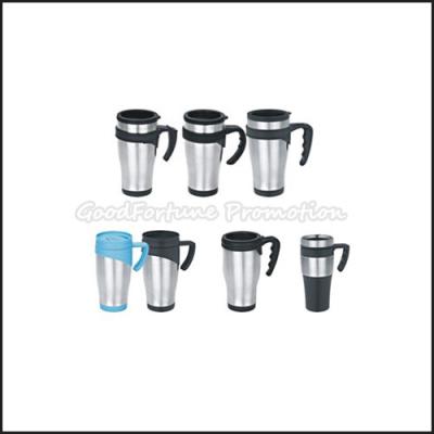 China Promotion printed logo travel car two layer stainless steel mug water drink cup bottle for sale