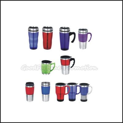 China Promotion printed logo travel car two layer stainless steel mug water drink cup bottle for sale
