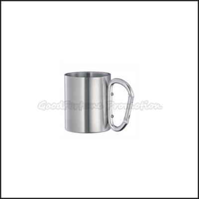 China Promotion printed logo carabiners stainless steel coffee sports mug water drink cup bottle for sale