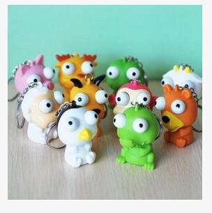 China New soft rubber cartoon animal squeez eyes wink keychain keyrings promotion gift for sale