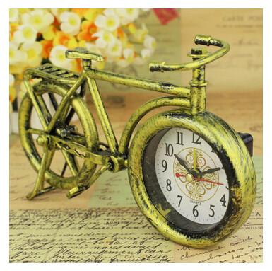 China New creative gift product gold bicycle alarm clock toy for sale