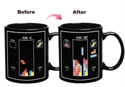 China New creative gift product tetris colour change temperature sensing ceramic mugs cup for sale