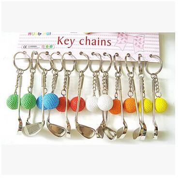 China New creative gift product metal golf keychain keyrings wedding gift for sale