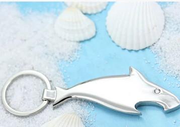 China New creative gift product bottle opener shark keychain keyrings for sale