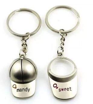 China New creative gift product sun hat sports cap wedding gift keychain keyrings for sale