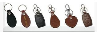 China New creative gift product pu leather keychain keyrings customed logo for sale