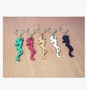 China New creative gift product metal beauty bottle opener keychain keyrings for sale