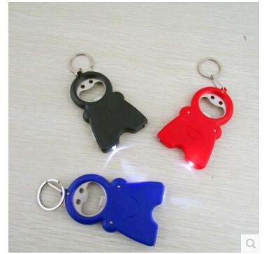 China New creative gift product metal led light tape bottle opener keychain keyrings for sale