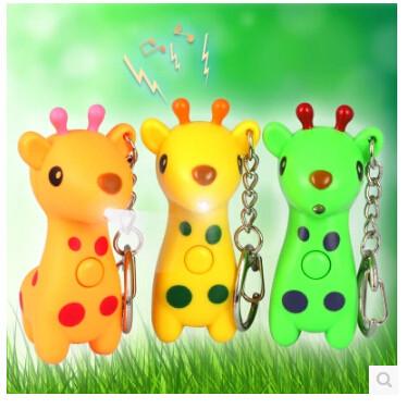 China New creative gift product cartoon animal deer led light keychain keyrings with sound for sale