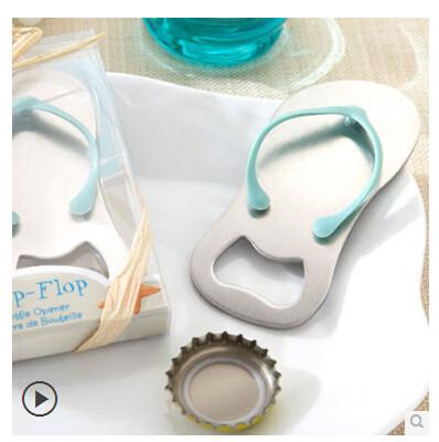 China New creative gift product wedding gift blue rubber slipper shape bottle opener for sale
