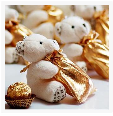China New creative promotion gift product wedding gift plush bear candy bag organizer for sale