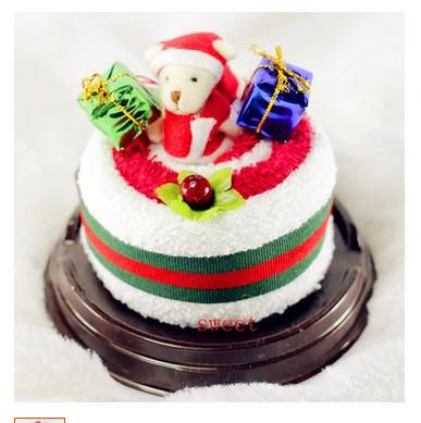 China New creative promotion gift product wedding gift christmas cake shape towel for sale