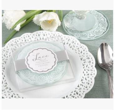 China New creative promotion gift product wedding gift glass coaster cup cushion for sale