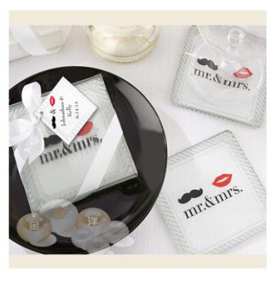 China New creative promotion gift product wedding gift glass photo frame coaster cup cushion for sale
