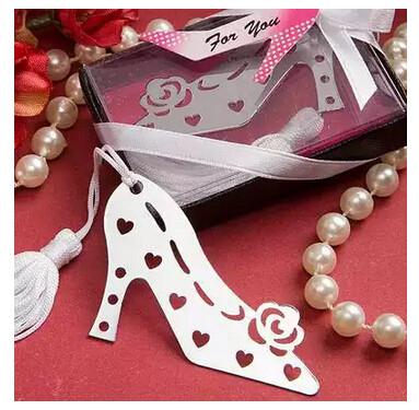 China New creative promotion gift product wedding gift high heel stainless steel bookmark for sale
