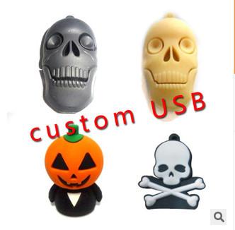 China New promotional customed logo halloween soft pvc usb flash drive disk for sale