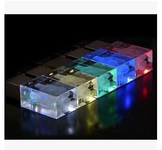 China New promotional customed logo crystal usb flash drive disk with led light for sale
