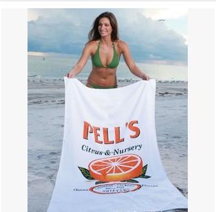 China New customed print logo promotional outdoor advertising gift superfine fiber beach towels for sale