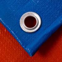 China Blue Orange Plaid Reinforced PE Tarpaulin Poly Tarp Fabric Yarn Count 500D-1500D Waterproof for sale